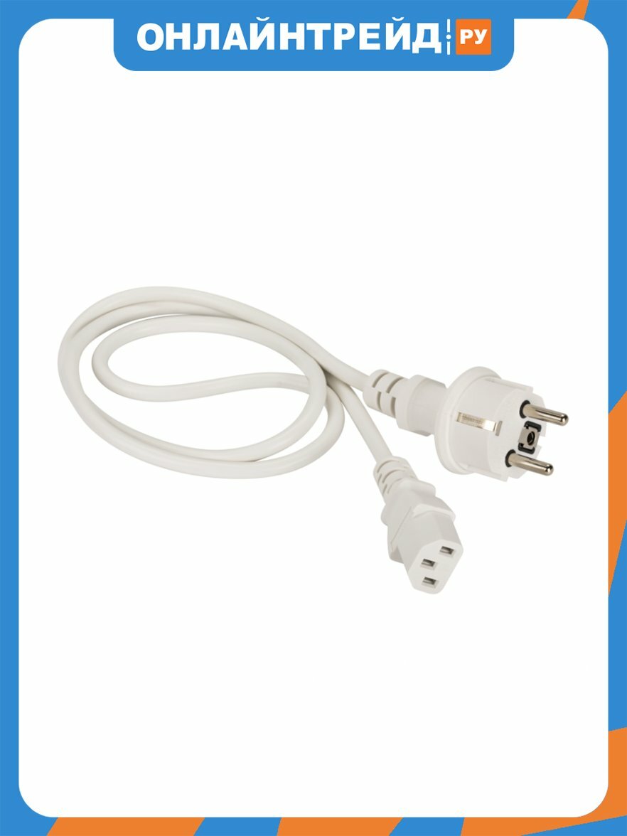 Шнур питания Lanmaster C13-Schuko прямая, 3х0.75, 220В, 10А, белый, 5 метров