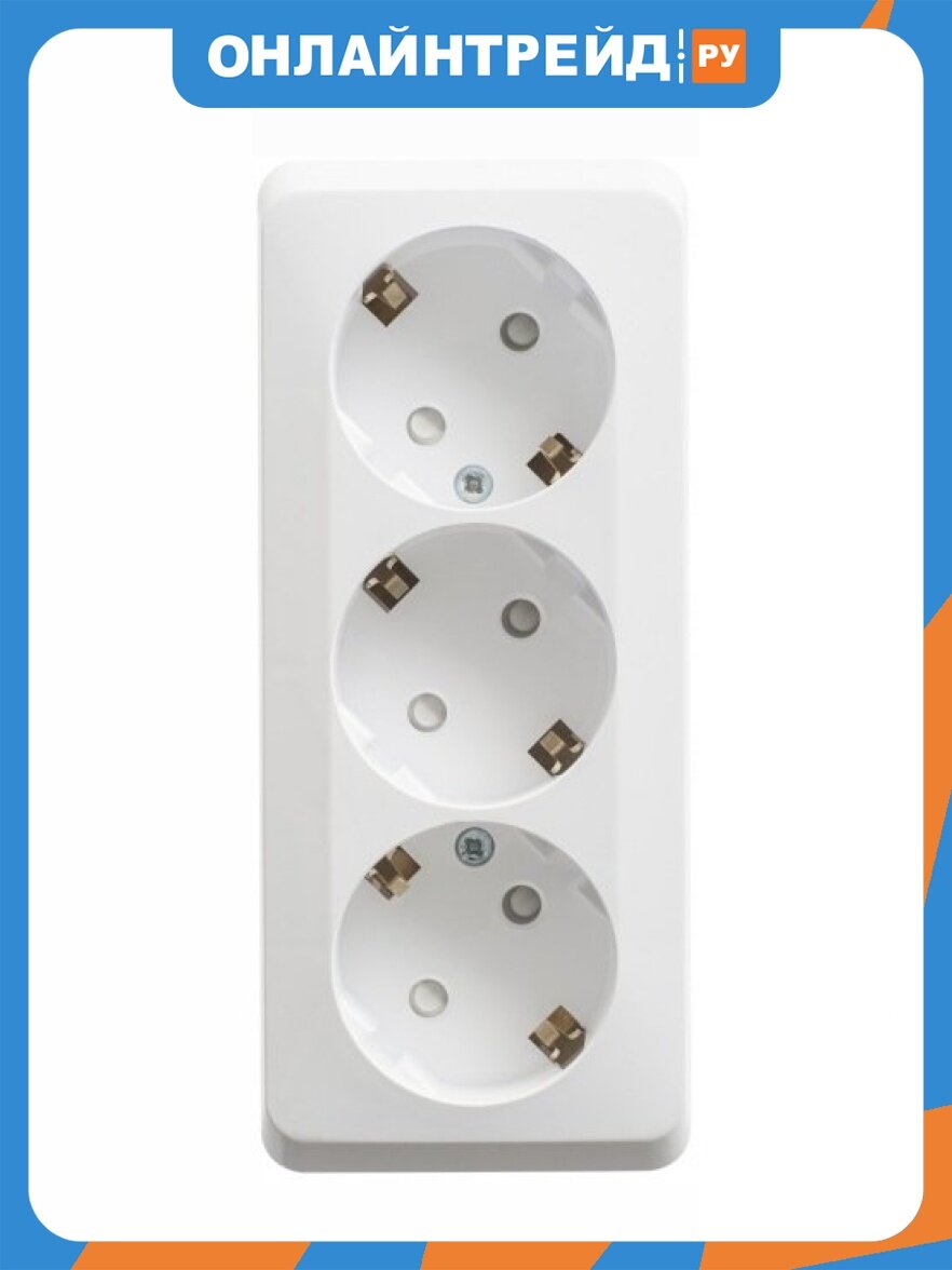 Розетка Systeme Electric (schneider Electric) SCHNEIDER ELECTRIC 3-ая с/з со шторками 16А 250B SE Этюд наруж, Белый, PA16-012B