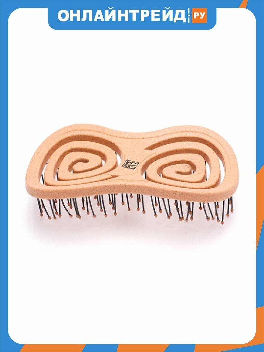 Щетка массажная Dewal Beauty Eco-Friendly, с нейлоновым штифтом, форма бабочка, оранжевая
