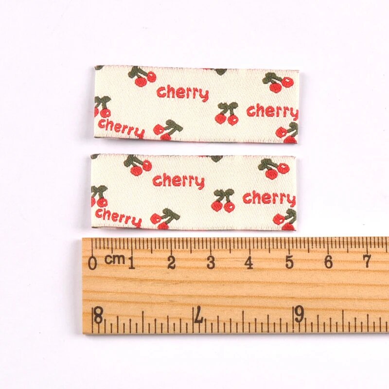 Тканевые этикетки с вишней и персиком, 20 шт. 51x20mm-9