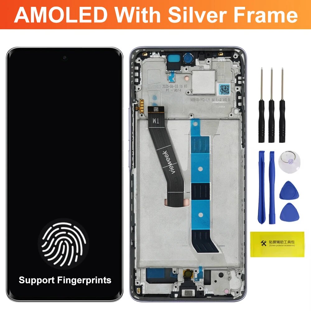 6,77-дюймовый дисплей POCO M8 25118PC98G, замена экрана для Xiaomi Poco M8, AMOLED Silver Frame