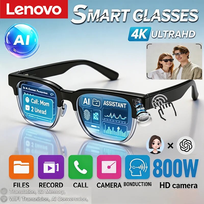 Lenovo D12 Умные очки 4K Black, Комплект Blavk
