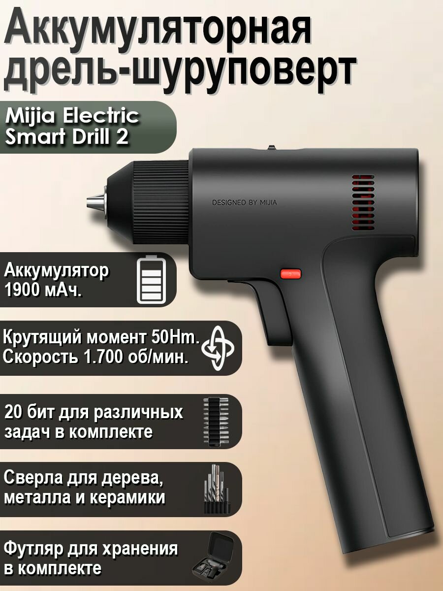 Аккумуляторная дрель-шуруповерт Xiaomi Mijia Electric Smart Drill 2 (MJWSDZ002QW)
