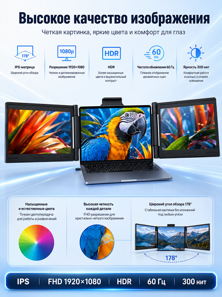 Miracal Prasu 14" Монитор MT141B, IPS, 1920x1080, 60 Гц, 16 : 9 , IPS , 250 cd/m2
