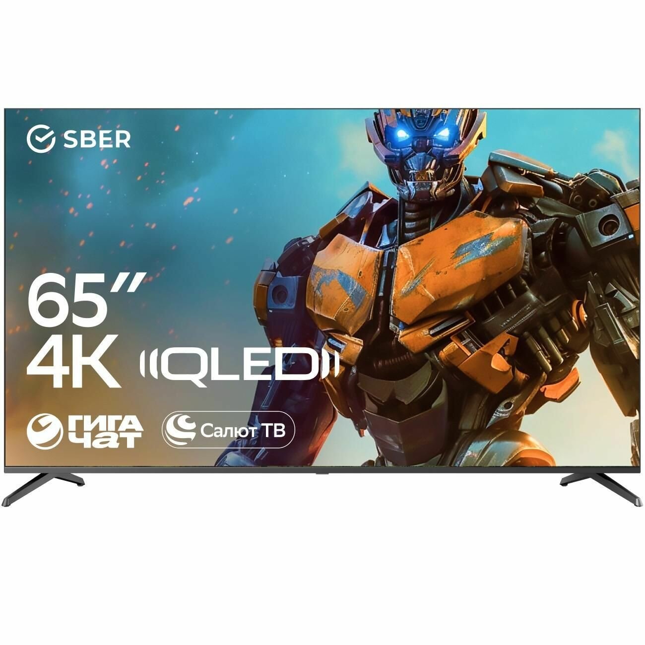 Восстановленный умный телевизор Sber SDX-65UQ5233 с GigaChat на ОС Салют ТВ, отличный