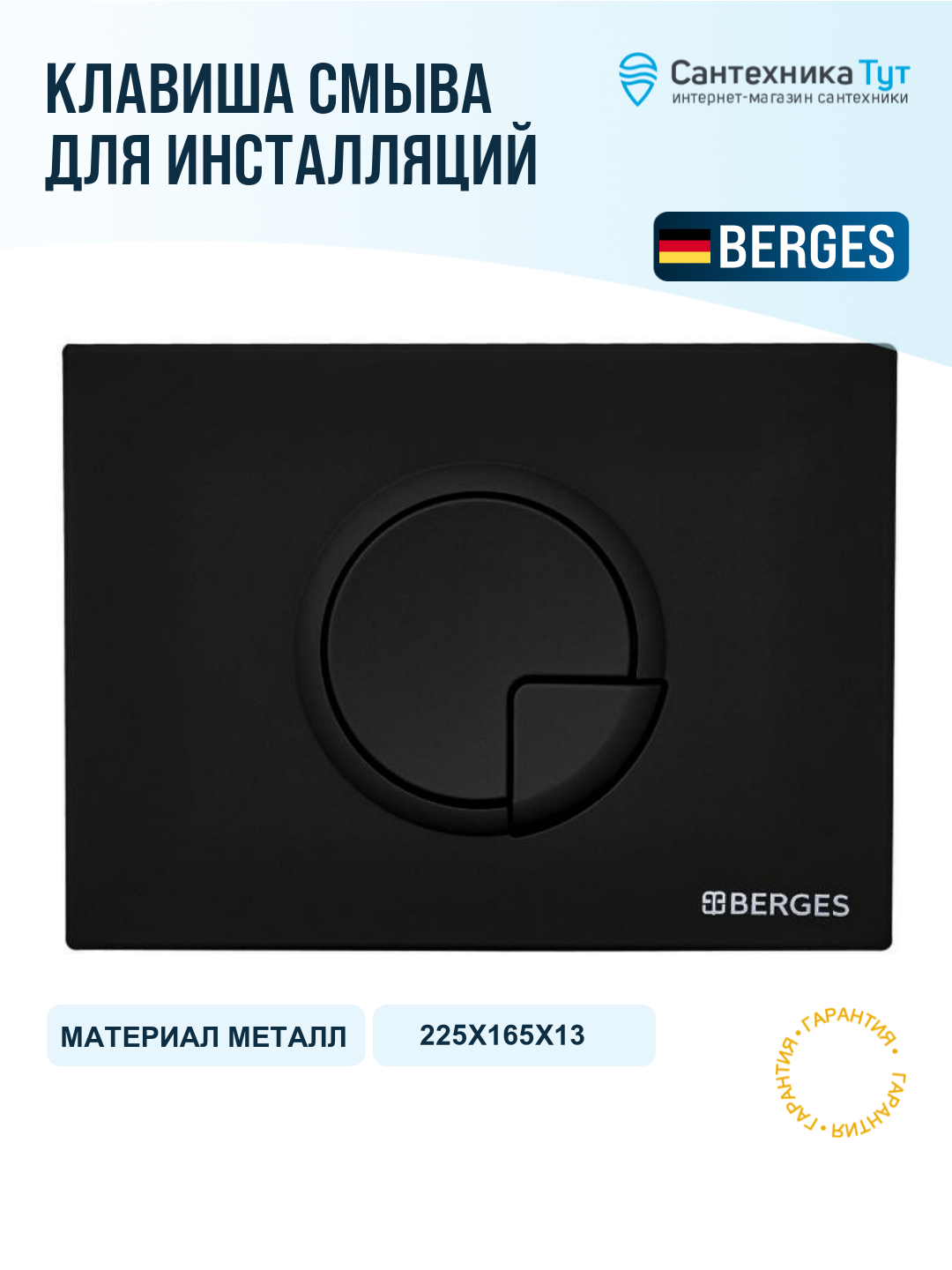 Кнопка смыва для инсталляции Berges Novum R5 040025 Черная