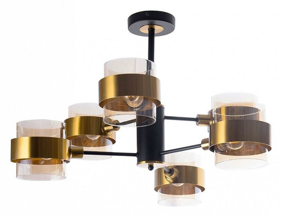Люстра на штанге Arte Lamp Carlo A8205SP-6BK цвет плафона подвески Оранжевый, цвет арматуры Черный