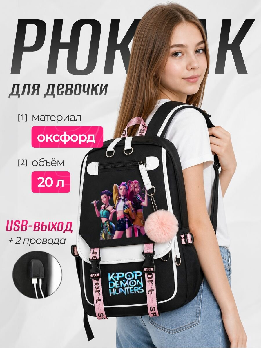 Рюкзак школьный для девочки с USB-выходом