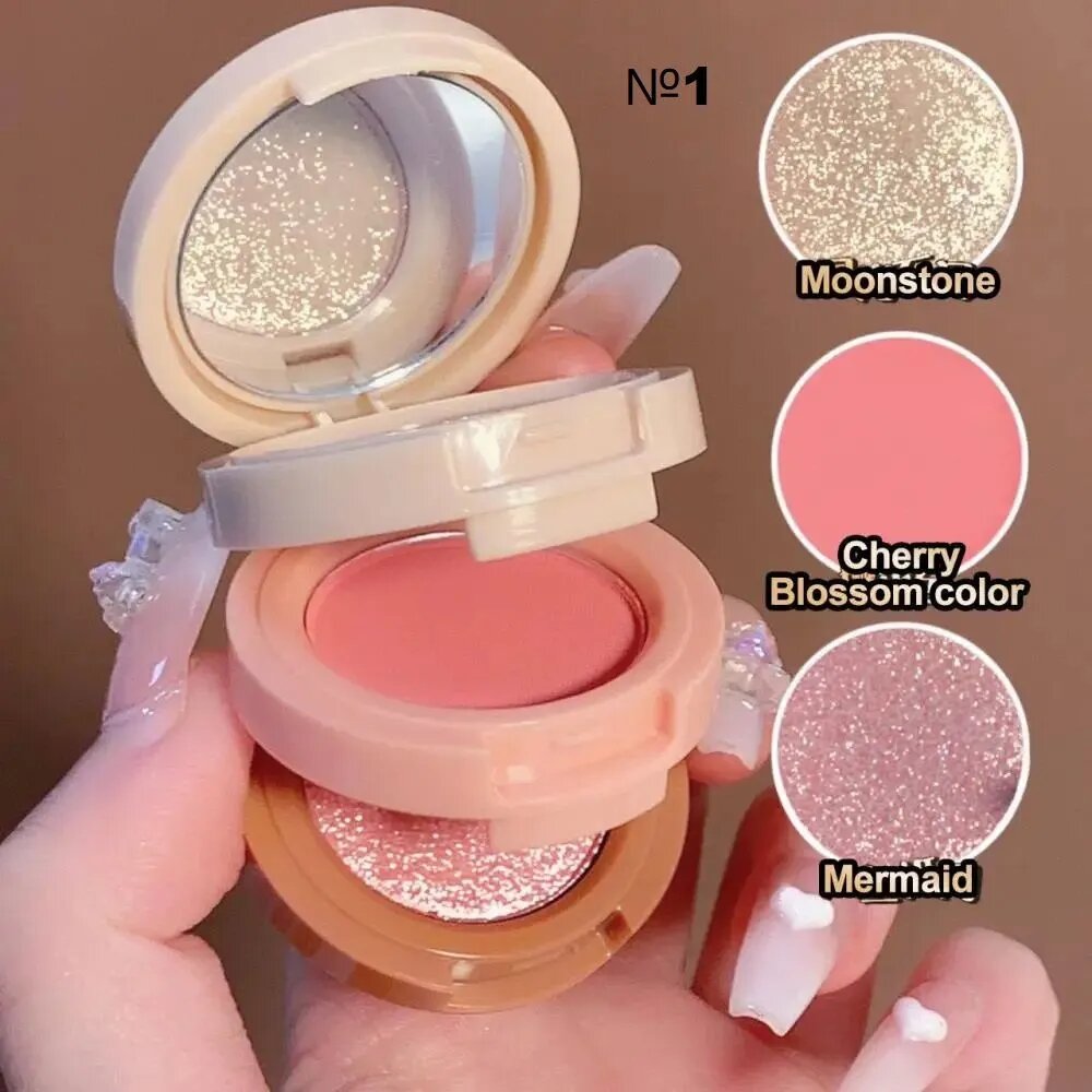 Палетка для контуринга и скульптурирования лица №1, 3 оттенка: Moonstone, Cherry Blossom, Mermaid
