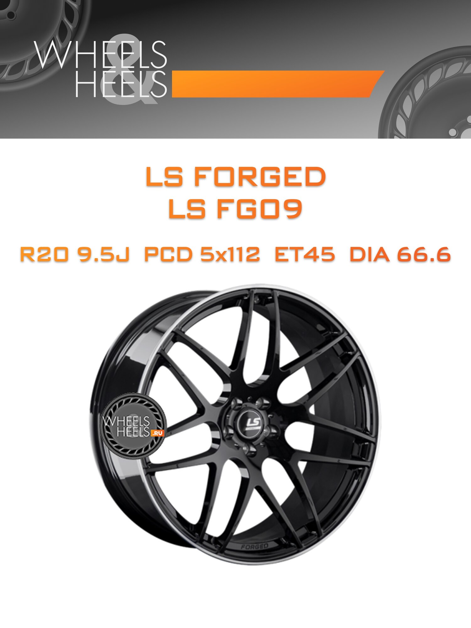 Диск автомобильный литой LS Forged LS FG09 20x9.5 5x112 et45 dia66.6 BKL