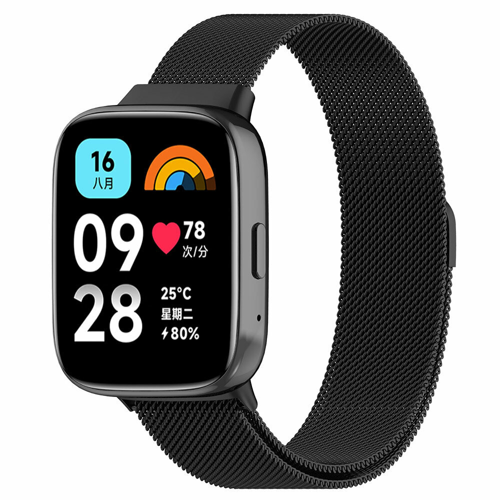 Металлический миланский ремешок для браслета из нержавеющей стали Redmi Watch3 active 3 lite, regular,43, металл, бесцветный,20, black,