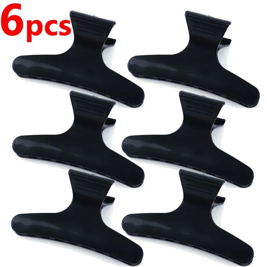 Профессиональные пластиковые заколки-бабочки 6 цветов Черный, black-6pcs