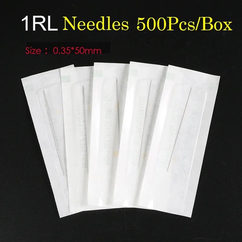 Иглы для перманентного макияжа 1/3/5R 5/7F 0,35*50 мм 1R 500PCS