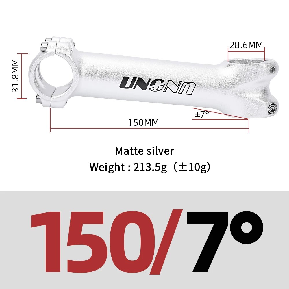 Kalloy UNO вынос руля велосипеда алюминиевый 31,8 мм 140/150 мм матовый 31.8x150mm silver 7