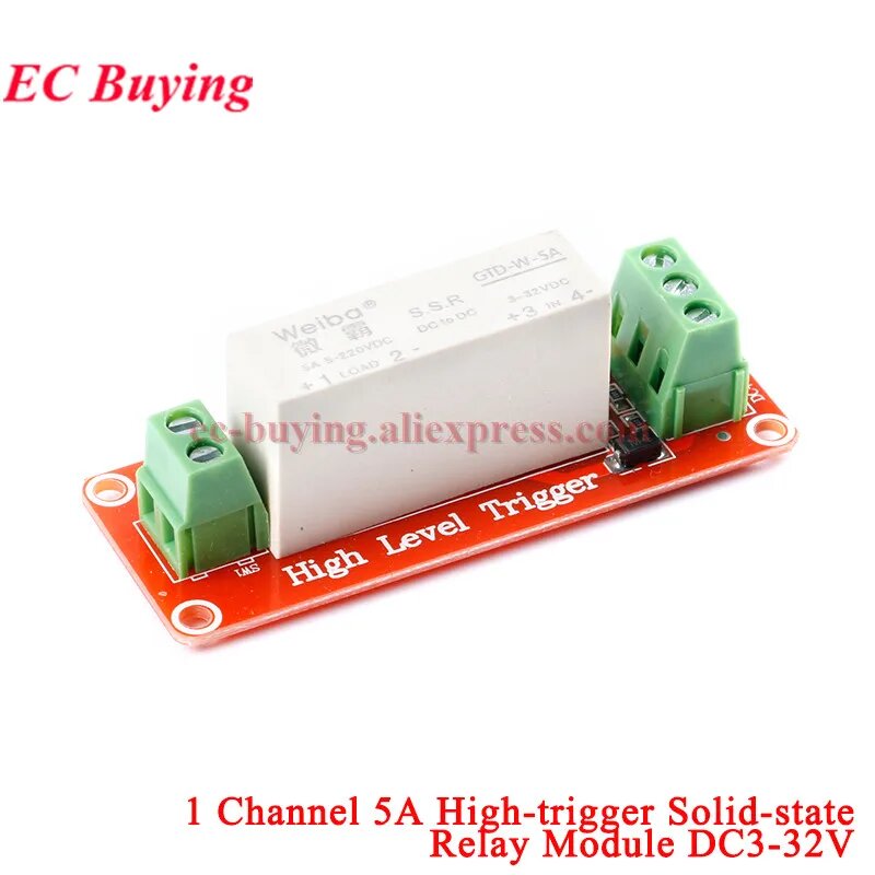 1 Channel 5A High-trigger Solid-state Relay Module DC3-32V
