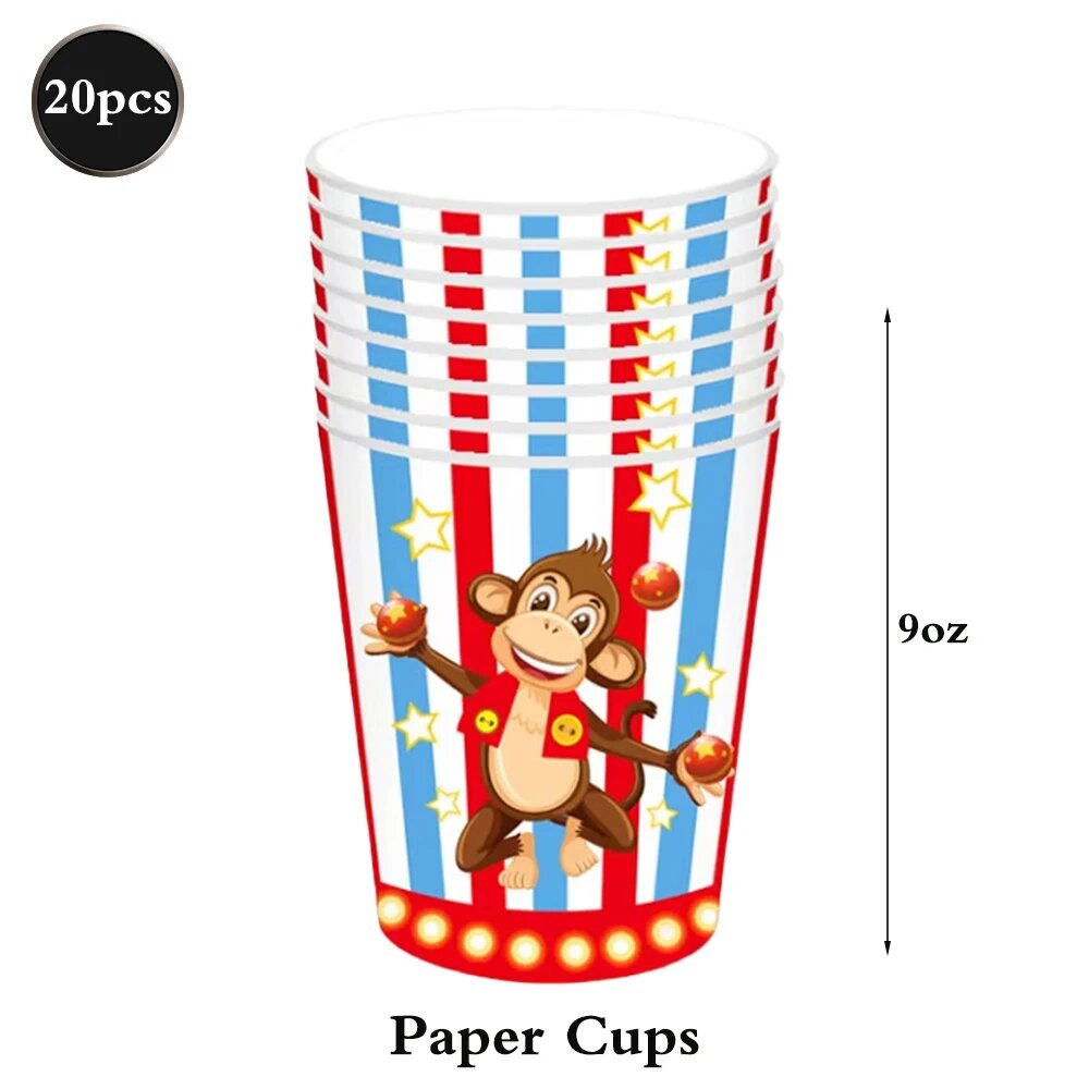 Набор посуды для вечеринки Circus Carnival Paper Cups-20pcs