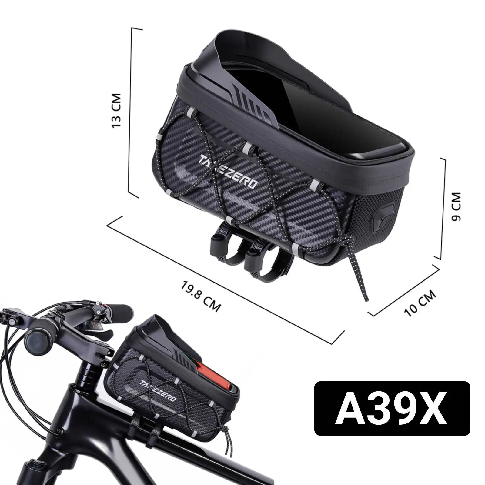 Водонепроницаемая сумка для телефона LAIMANEI EVA Hardshell для руля велосипеда Black A39X