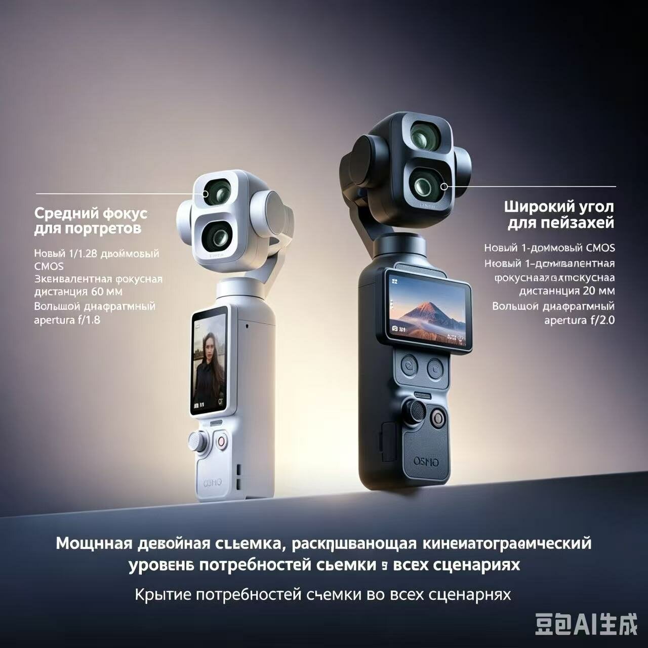 Камера DJI Pocket 4P, 8K, электронная стабилизация, два объектива, черный，влог-набор