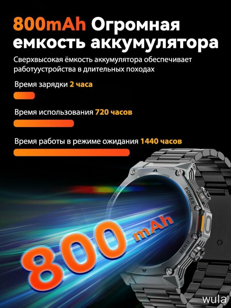 Смарт-часы 8773E 52mm, военный уровень, 1.85-дюймовый HD-экран, автономность 720 часов, мужские — фото 1