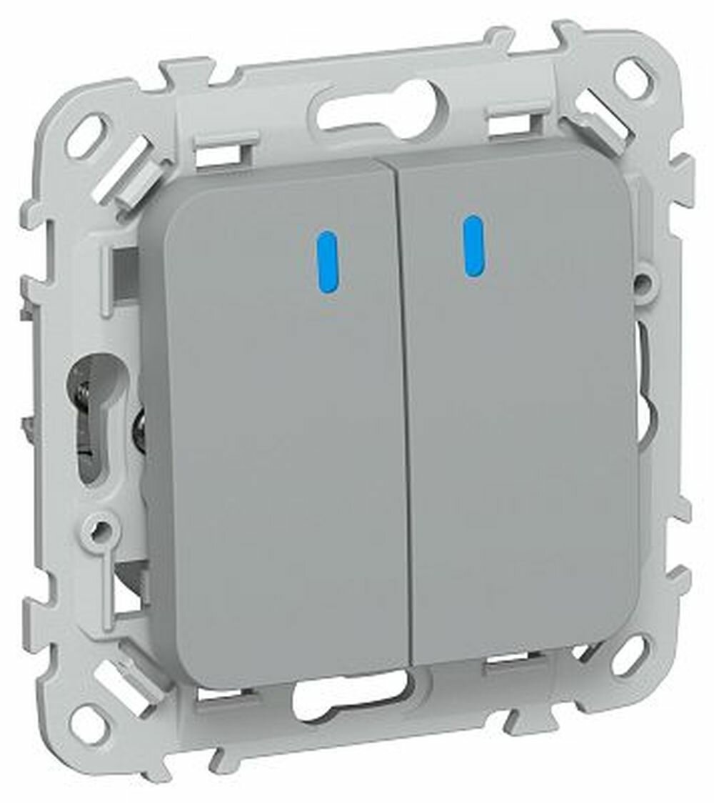 Выключатель IEK Flite 2-клавишный с индикацией 10А ВС12-1-1-ФлС серый
