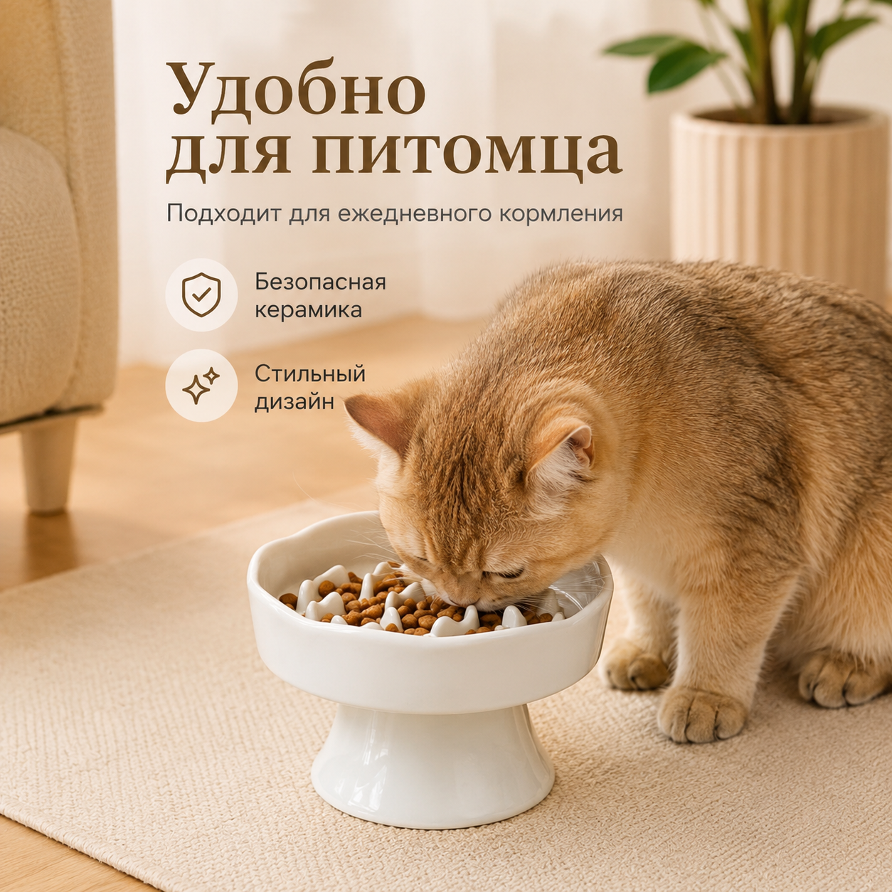 Керамическая миска для медленного кормления, миска для домашних животных, миска для медленного кормления кошек. 1 шт