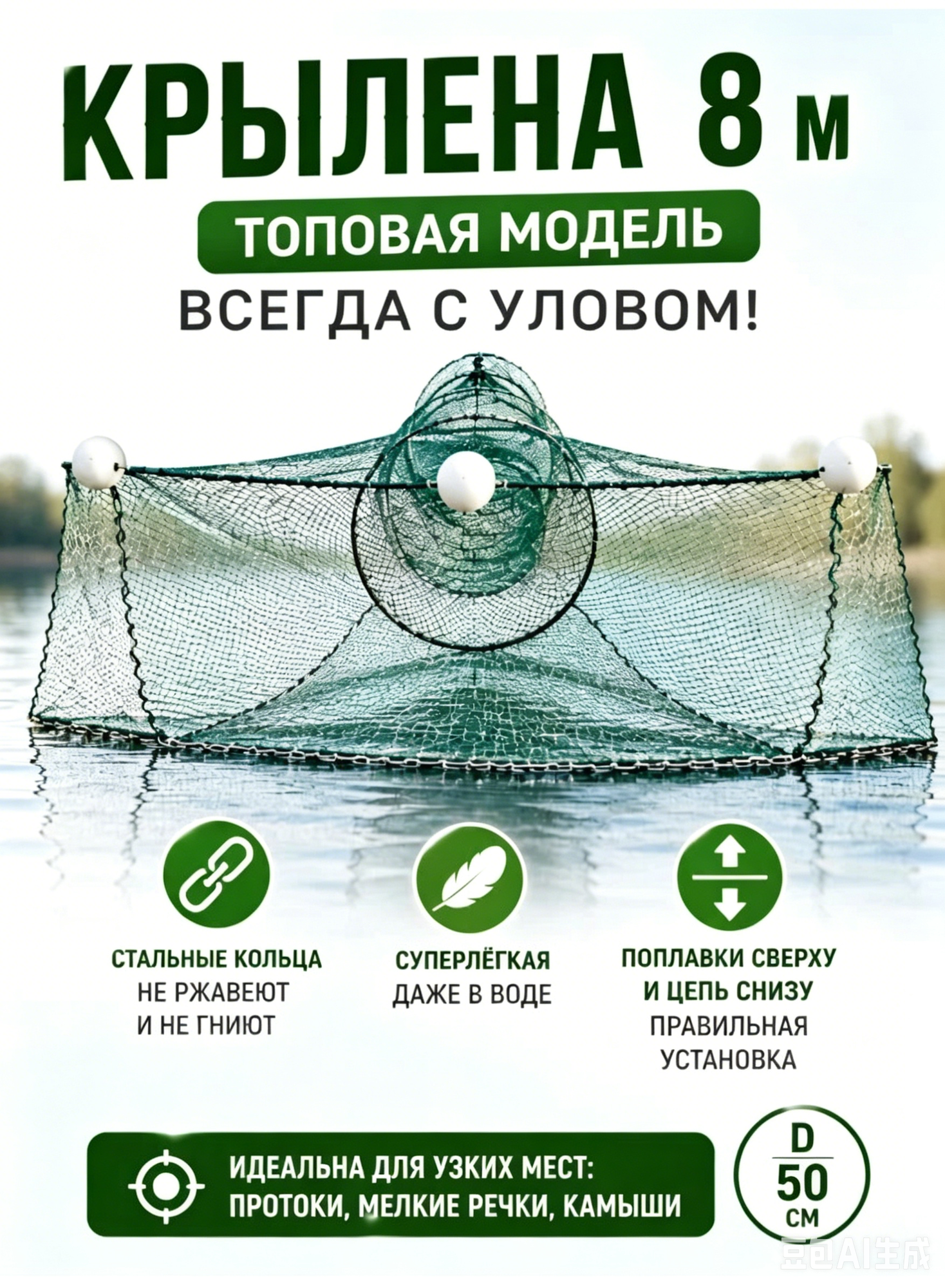 Большие импортные рыболовные сети, 4m*8m*2m, рыболовные сети для ловли рыбы, 2 метра в высоту, 8 метров в ширину, хвост длиной 4