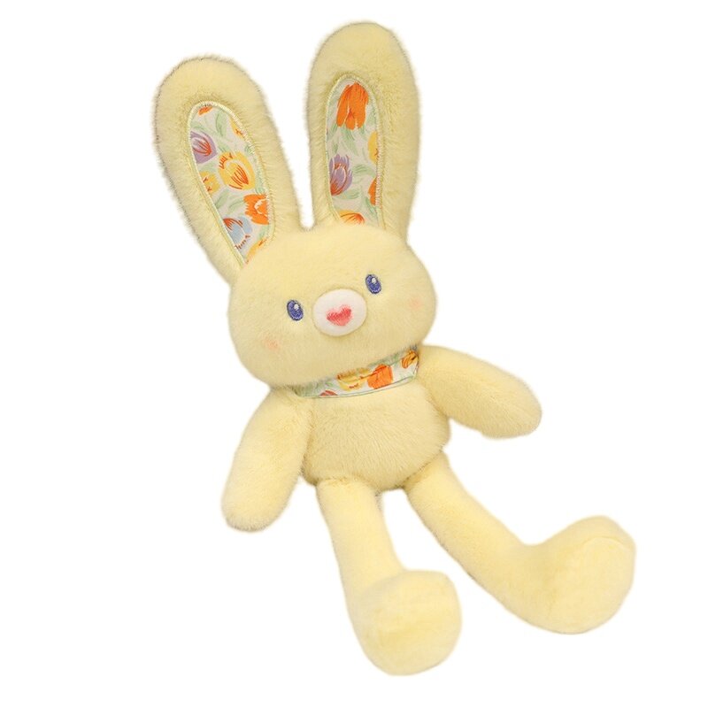 Пушистые брелоки унисекс Tak Bebe Милый кролик с розовыми ушками и подвеской, 30CM EU, Yellow Floral