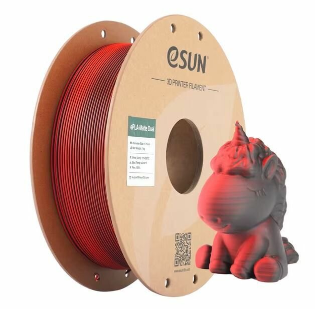 Пластик eSUN матовый ePLA-Matte Dual 1.75 мм, Черно-красный 1 кг.