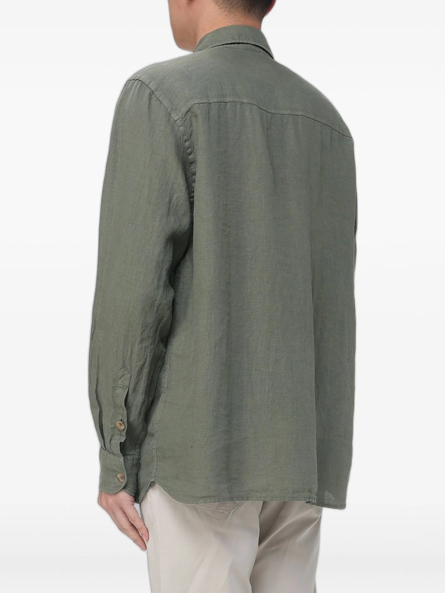 Рубашка Brooksfield Utility-style linen shirt, размер L, зеленый — фото 1