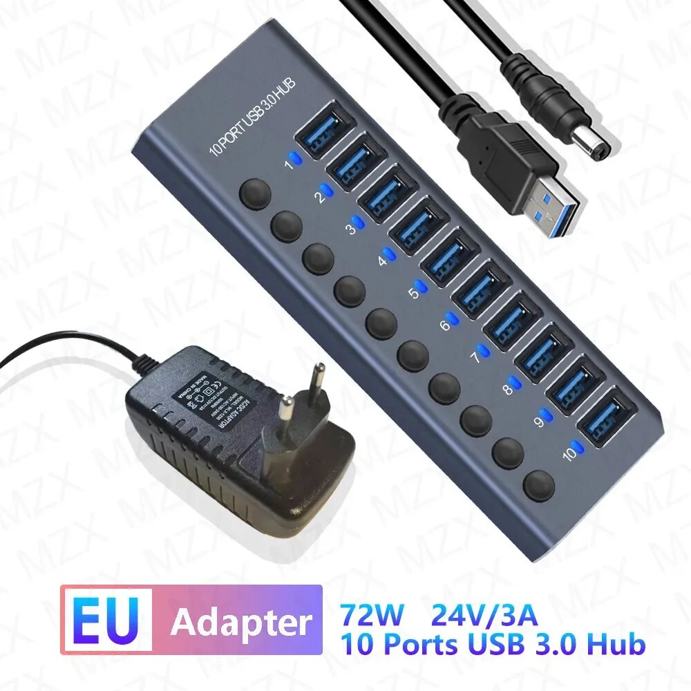 USB хаб Lyubomir Kafadarov 10 портов 10 Ports HUB EU