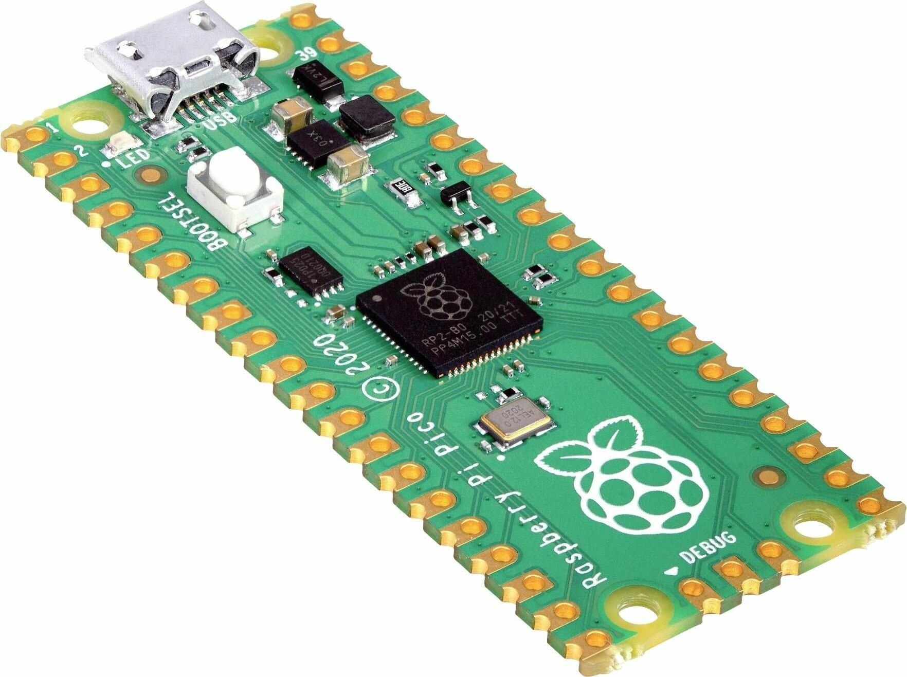 Плата отладочная RASPBERRY Pi PICO для микроконтроллеров процессоров на базе RP2040, 2Мб, Cortex M0+ 133 МГц, USB1.1