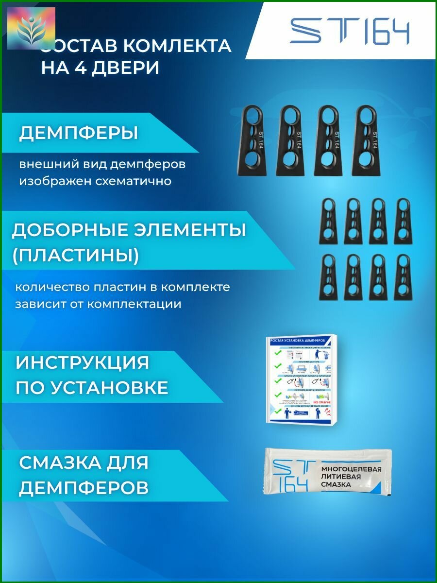 Демпферы для дверных замков БМВ Х3 Е83, качественный набор на 4 шт со смазкой-2