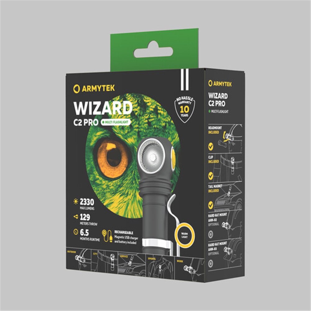 Armytek Wizard C2 Pro Magnet USB (теплый свет) 2330 лм Белый светодиодный налобный фонарь 2500 лм