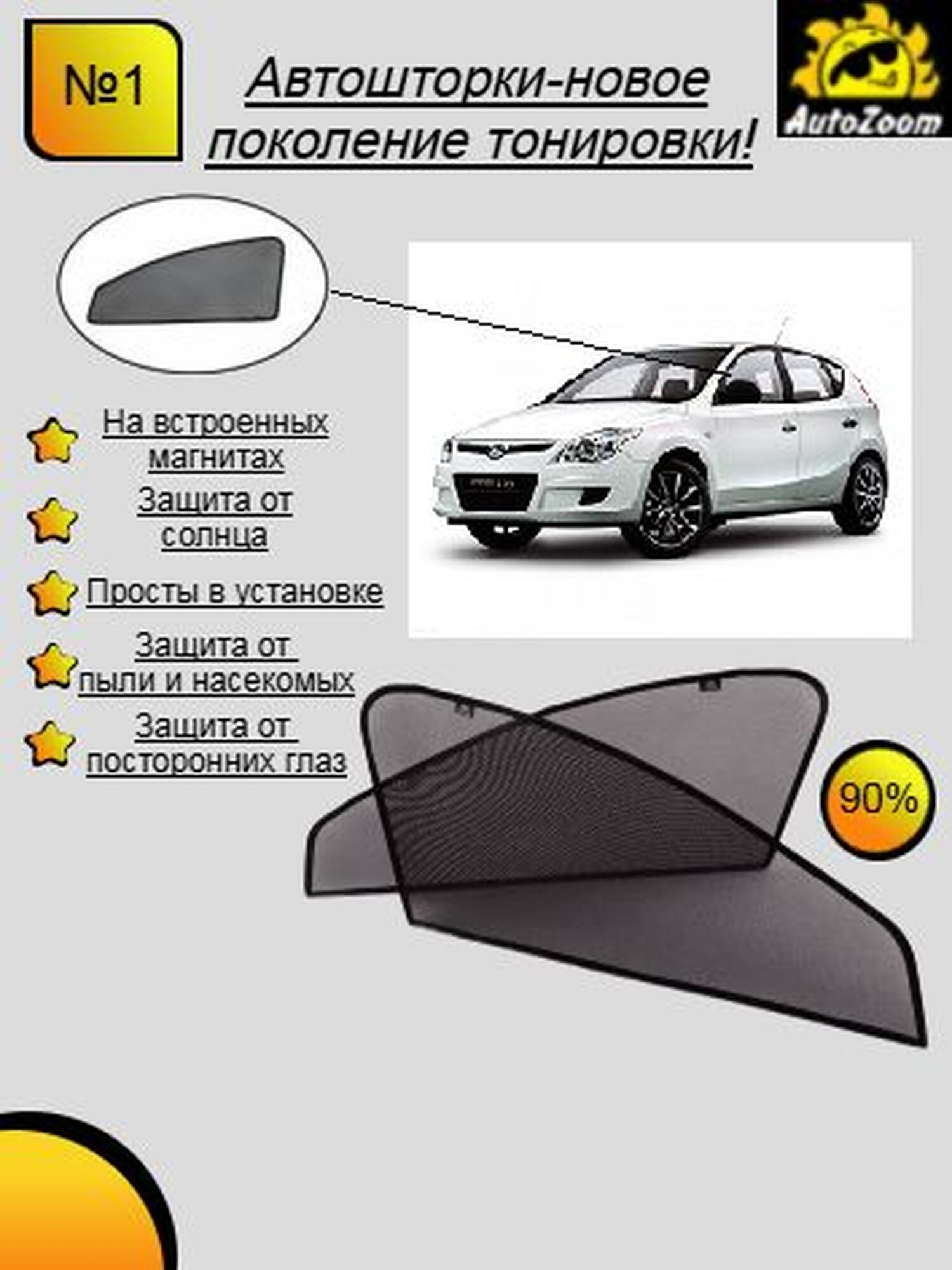 Автошторки магнитные для Hyundai i30 (FD) (2007-2011)(Хендай Ай 30) на передние двери 2 шт.