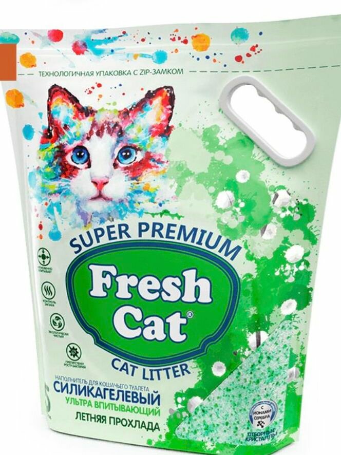 Впитывающий силикагелевый наполнитель Fresh Cat летняя прохлада 5л