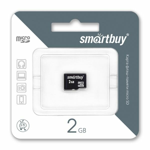 Карта памяти 2 Gb microSD Smartbuy без адаптера