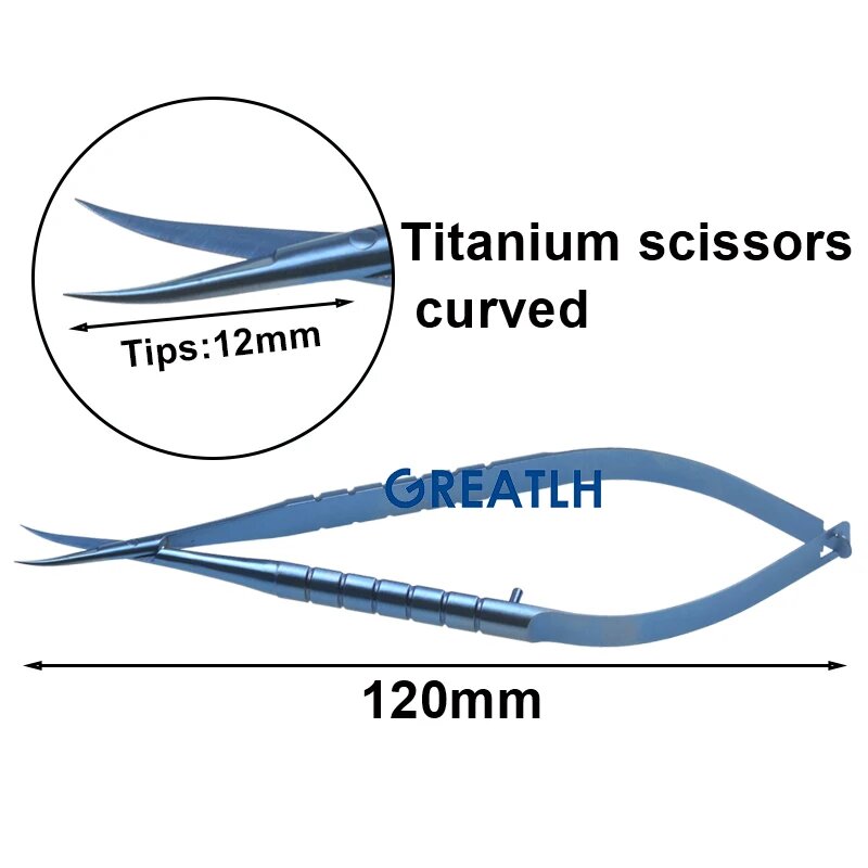 GREATLH Титановые ножницы для офтальмологии scissors curved