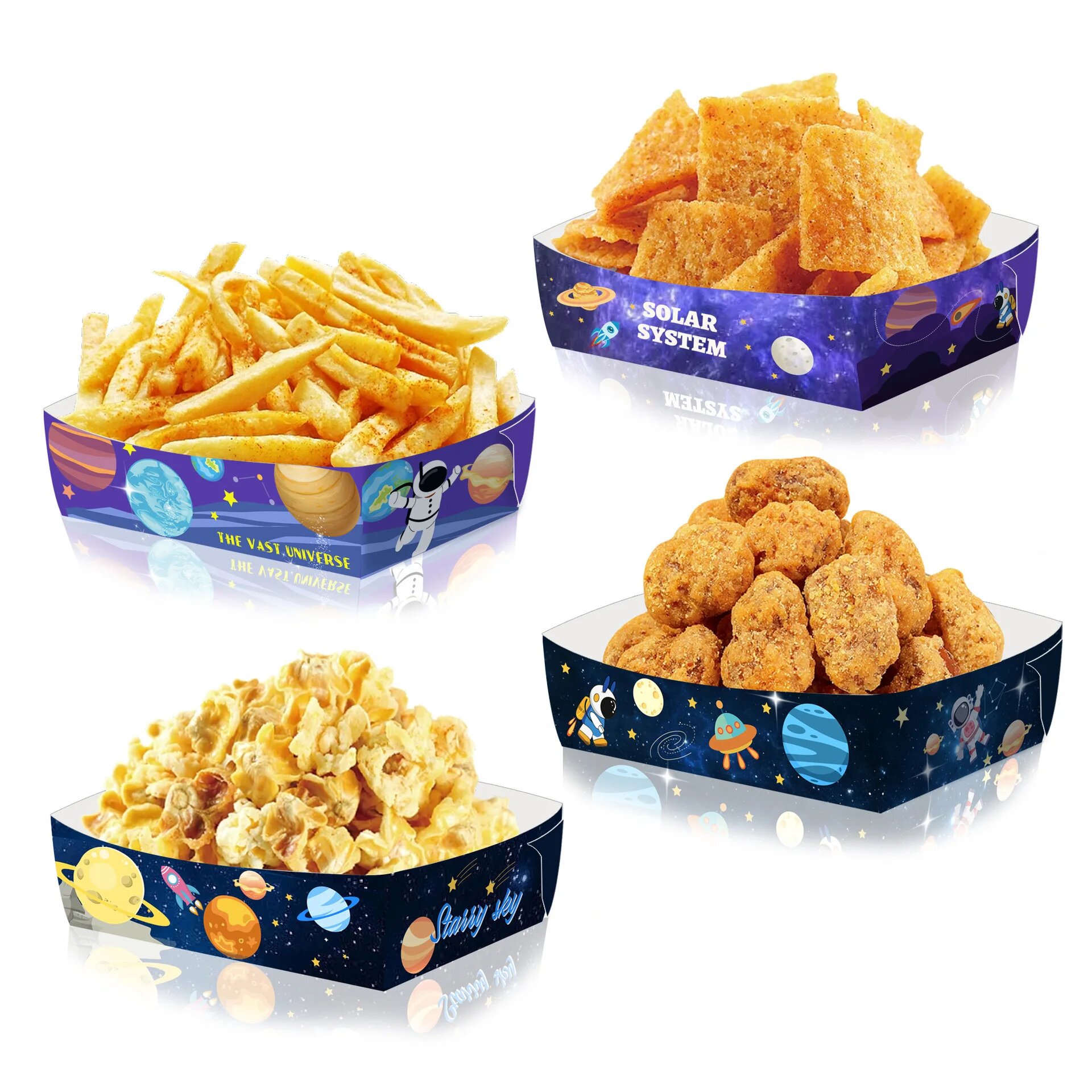 Бумажные подносы для космической вечеринки 6/12/36 шт 6pcs, Paper Trays