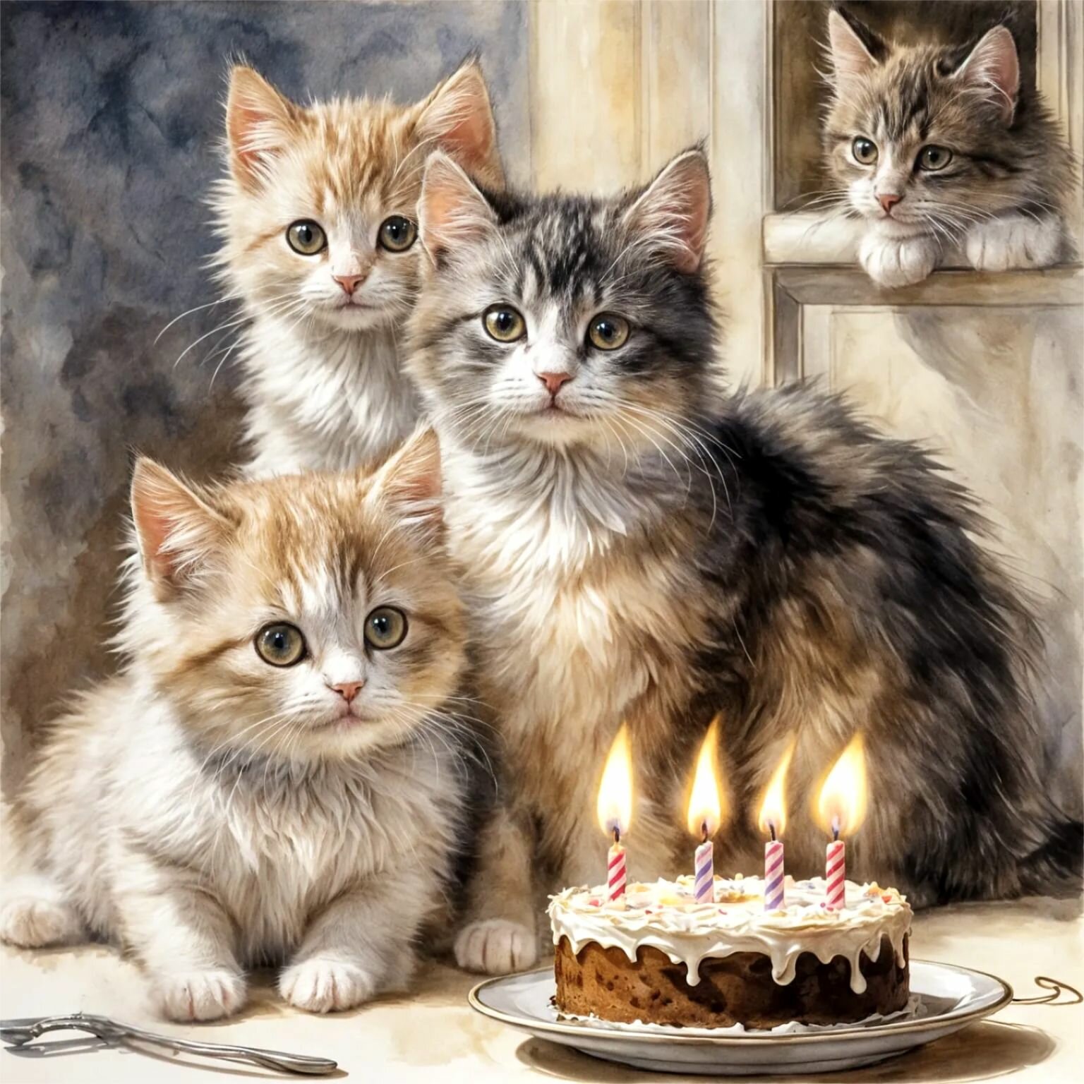 Наборы для вышивки, 40x40cm, 11ct, наборы для вышивки крестом, "День рождения кота"