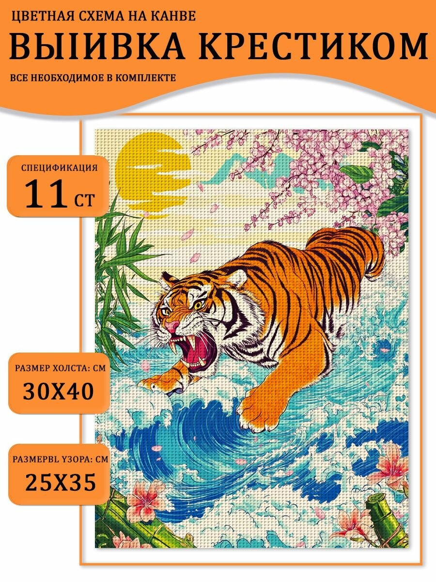 1 Бесрамочная 11CT вышивка крестом 30 * 40 см / 11.8 * 15.7 дюйма, содержит 26 цветовых линий, с иголками, нитками, рисунками и полотном.