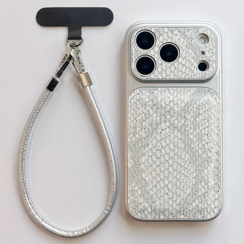 Роскошный кожаный чехол со змеиным покрытием для iPhone 17, 16, 15, iPhone17 Про Макс, Белый, White