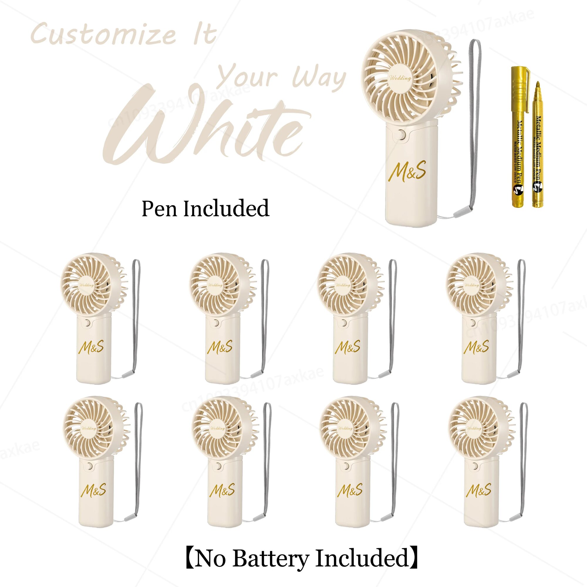 Портативный пластиковый вентилятор XMSJ A White with Pen, 12PCS