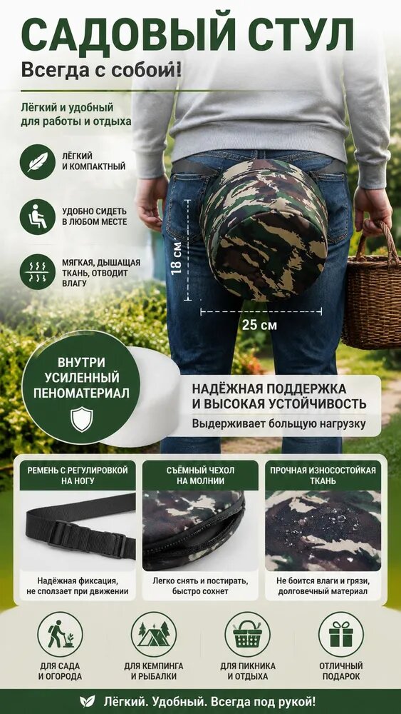 Садовый стул, ABS пластик, 25х25х18 см, 1 шт