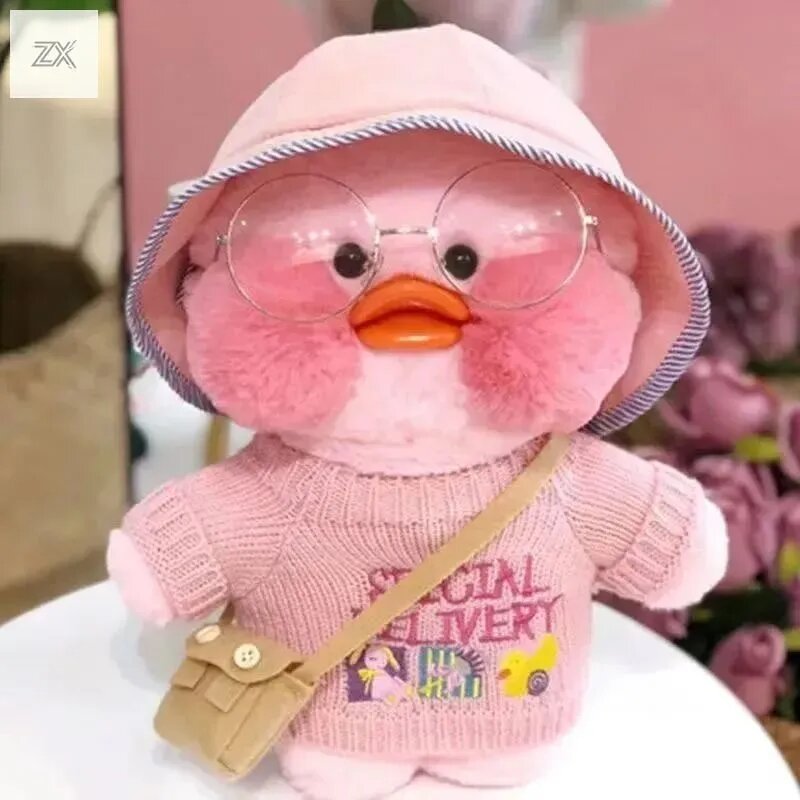 Мягкая игрушка уточка Лалафанфан MK Toy желтая / Утка Лала фанфан в очках в подарок ребенку/ Lalafanfan Duck Желтая