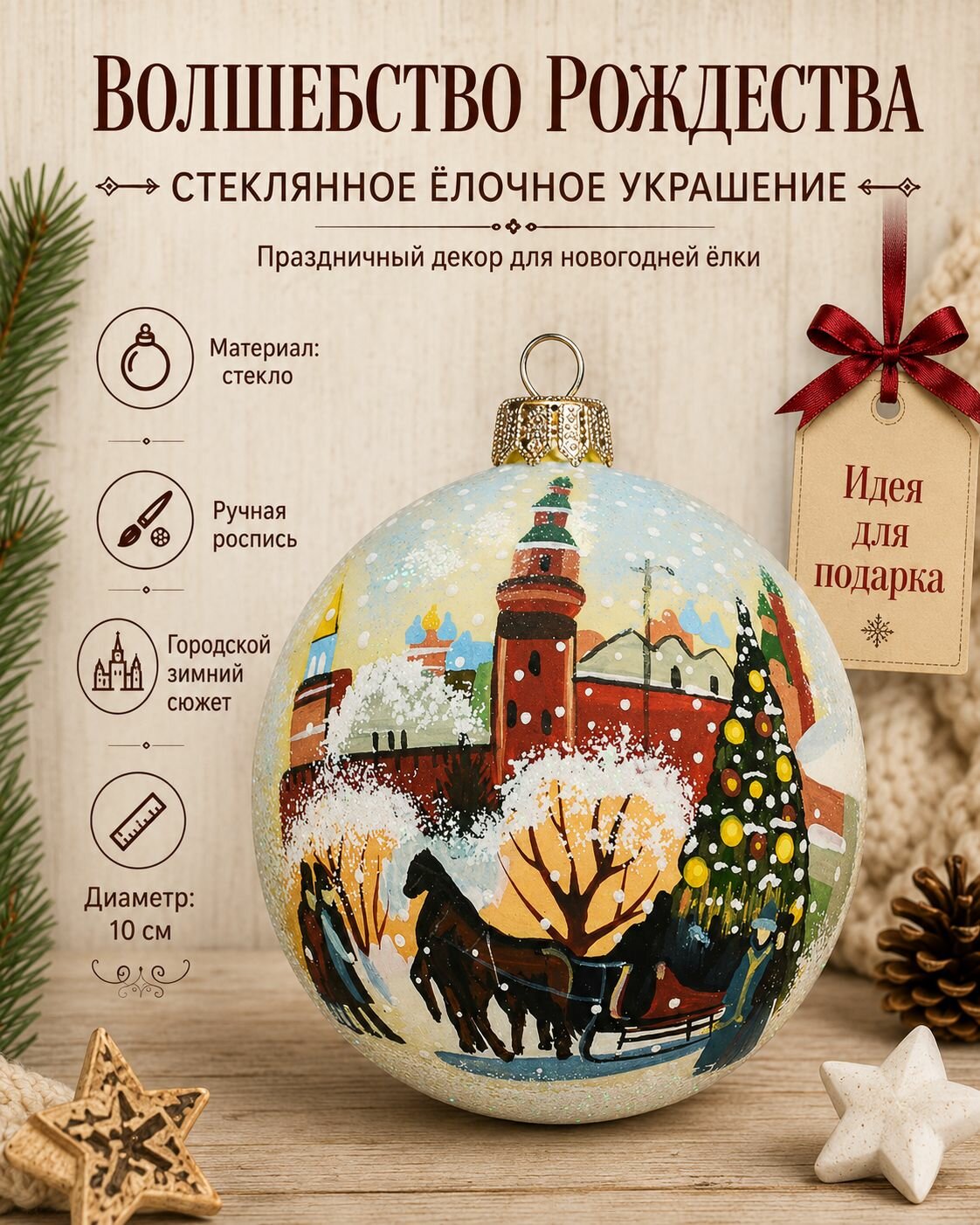 Елочный шар "Москва. Новый год. Ретро"