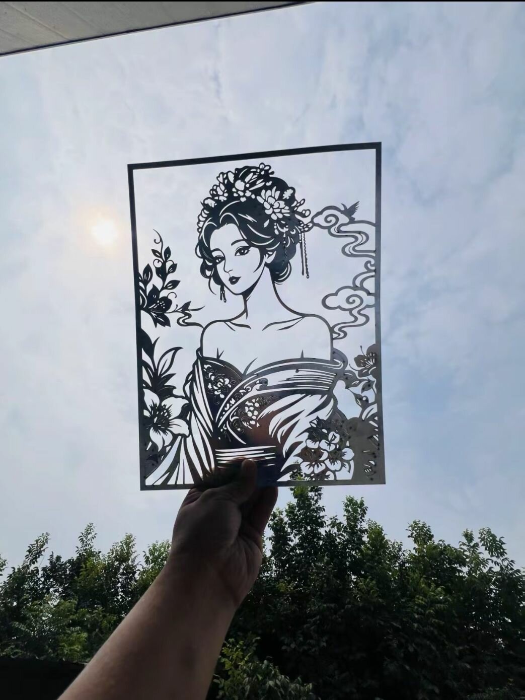 Металлическое панно "Китайская красавица" для интерьера 20x30cm