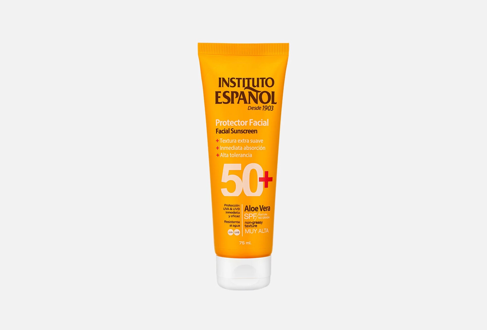 INSTITUTO ESPANOL ALOE VERA Солнцезащитный влагостойкий крем для лица SPF50+ 75мл