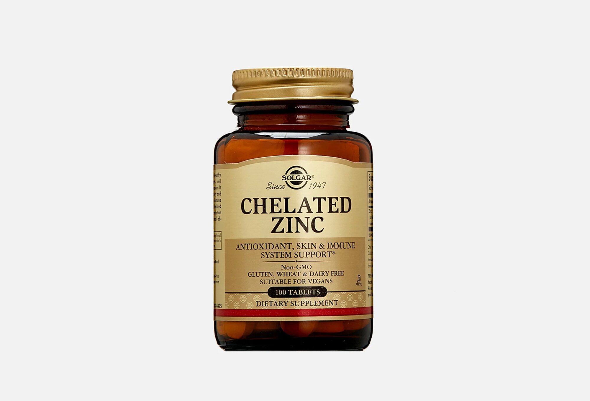Solgar Chelated Zinc 22 мг в таблетках Цинк 100 шт