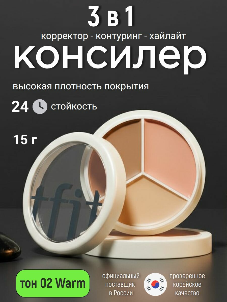 TFIT Палетка кремовых консилеров для лица Cover Up Pro Concealer 02 Warm (15 гр)