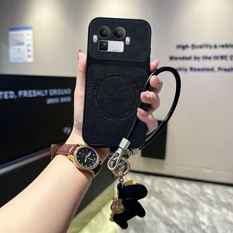 Чехол для Realme GT 8 Pro, кожа TPU, со шнурком, защитный, противоударный